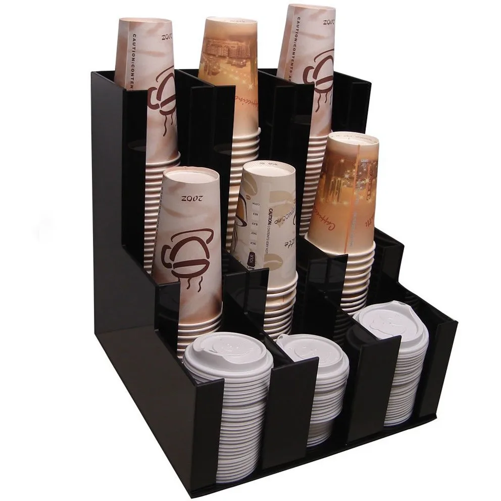 ドリンクカップ用アクリルカウンターディスプレイスタンドディスプレイラック、コーヒーカップスダカップ、コーヒー蓋用ルーサイトストレージ ...