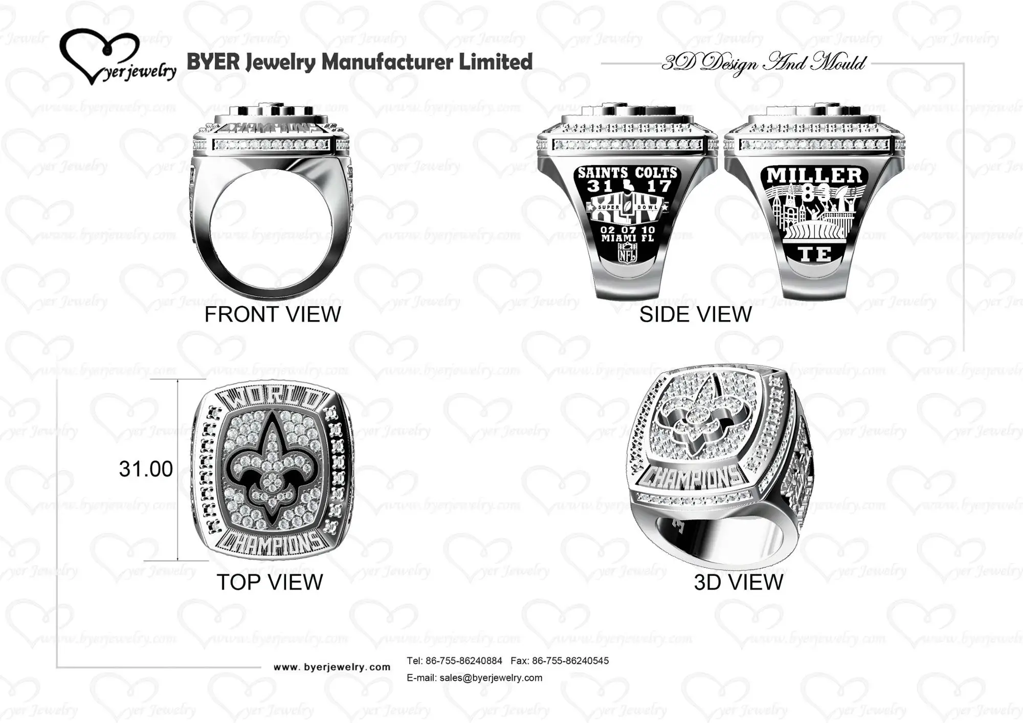 Championship Ring Custom Your Own Sports Ring Engraved 3d Logos ...
