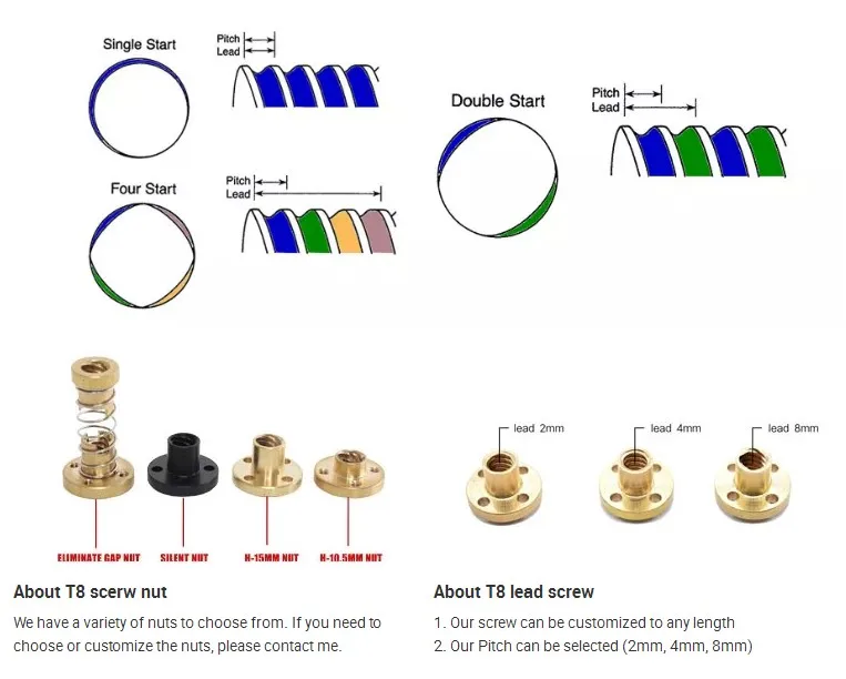 300mm Hybrid Lead Screw Stepper Motor Nema 17 Length 60mm With External ...