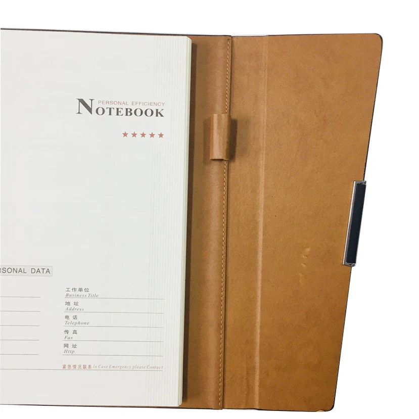 A5 Composition Magnetic Closure Planner Refillable Leather Notebook ...