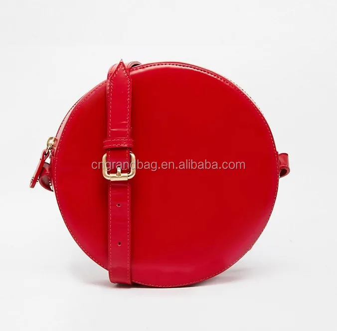 Fashion Custom Real Leather Circle Crossbody Bag Eye Catching Red ...