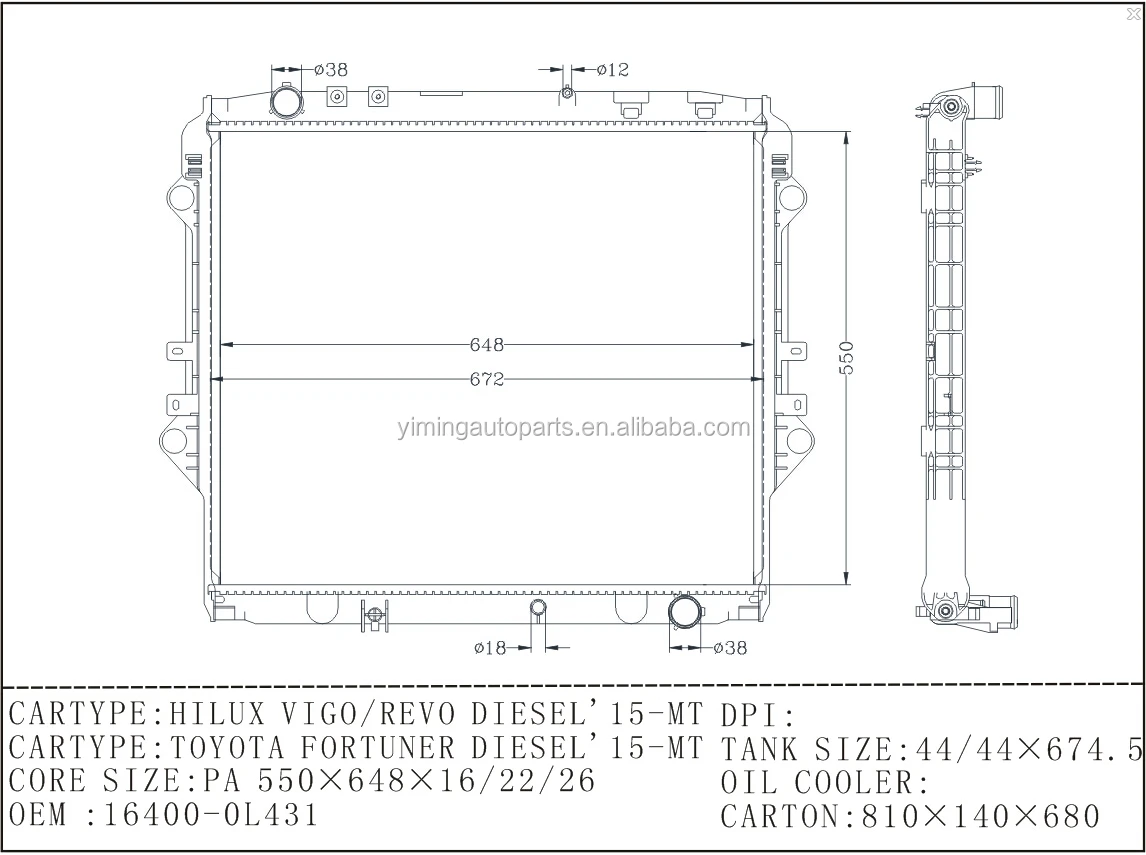 16400-0L431 radiador para Hilux Revo Hilux Vigo Fortuner radiador ...