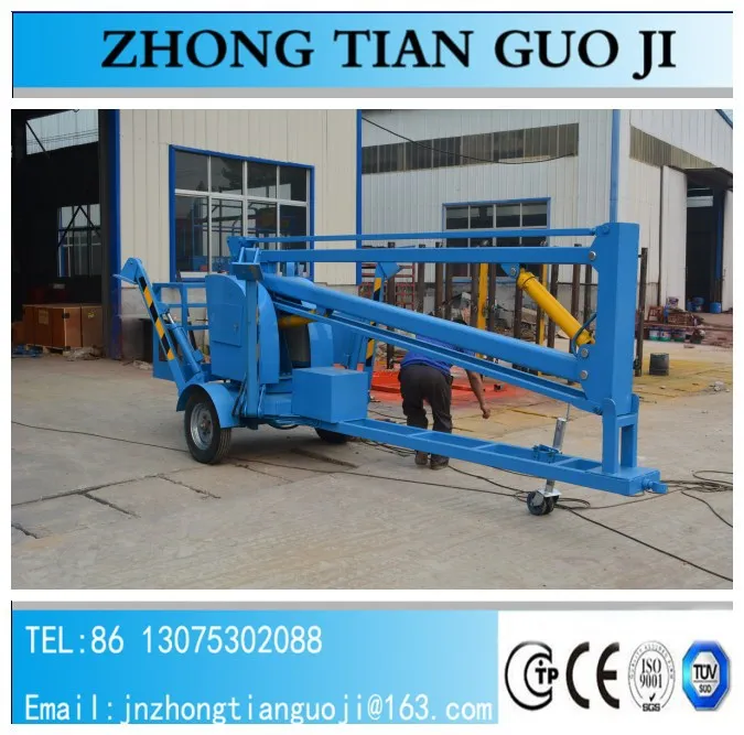 8-14m Small Compact Trailing Boom Lift Ladder Hydraulic Telescopic Boom ...