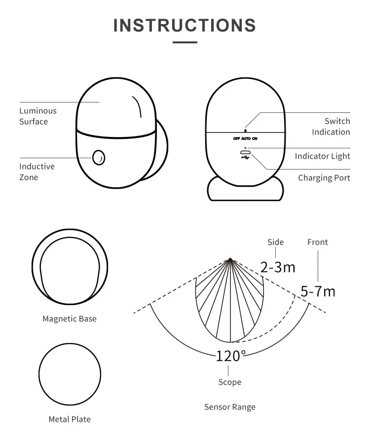 Mini Led Battery Rechargeable Capsule Sensor Lamp Bedside - Buy Night ...