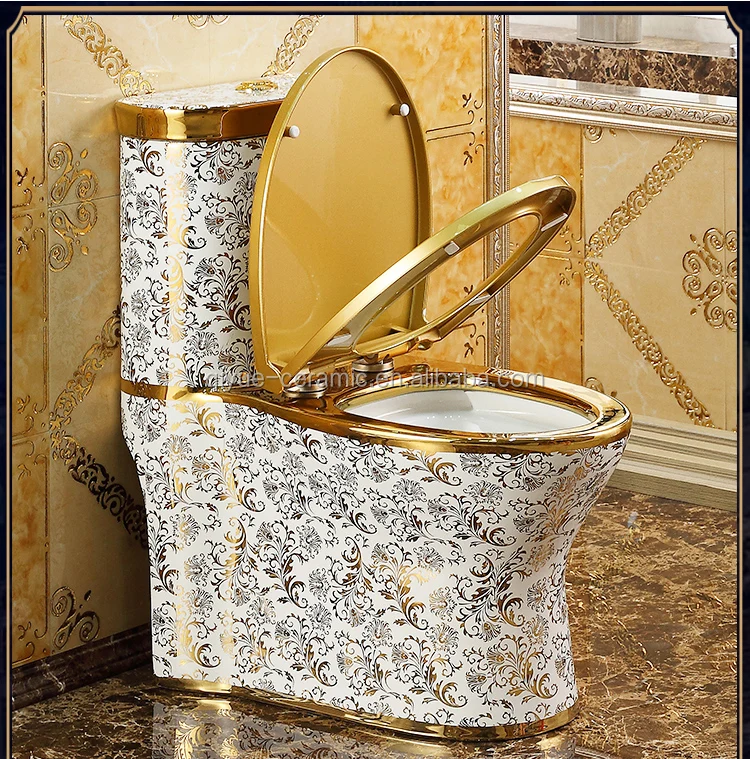 Gold Color One Piece Luxury Toilet with Dual-Flush Function - OEM Available