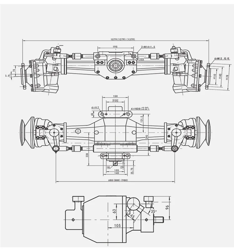 184 Front Axle 18-30 Hp Four-wheel Driving Tractor Front Axle And ...