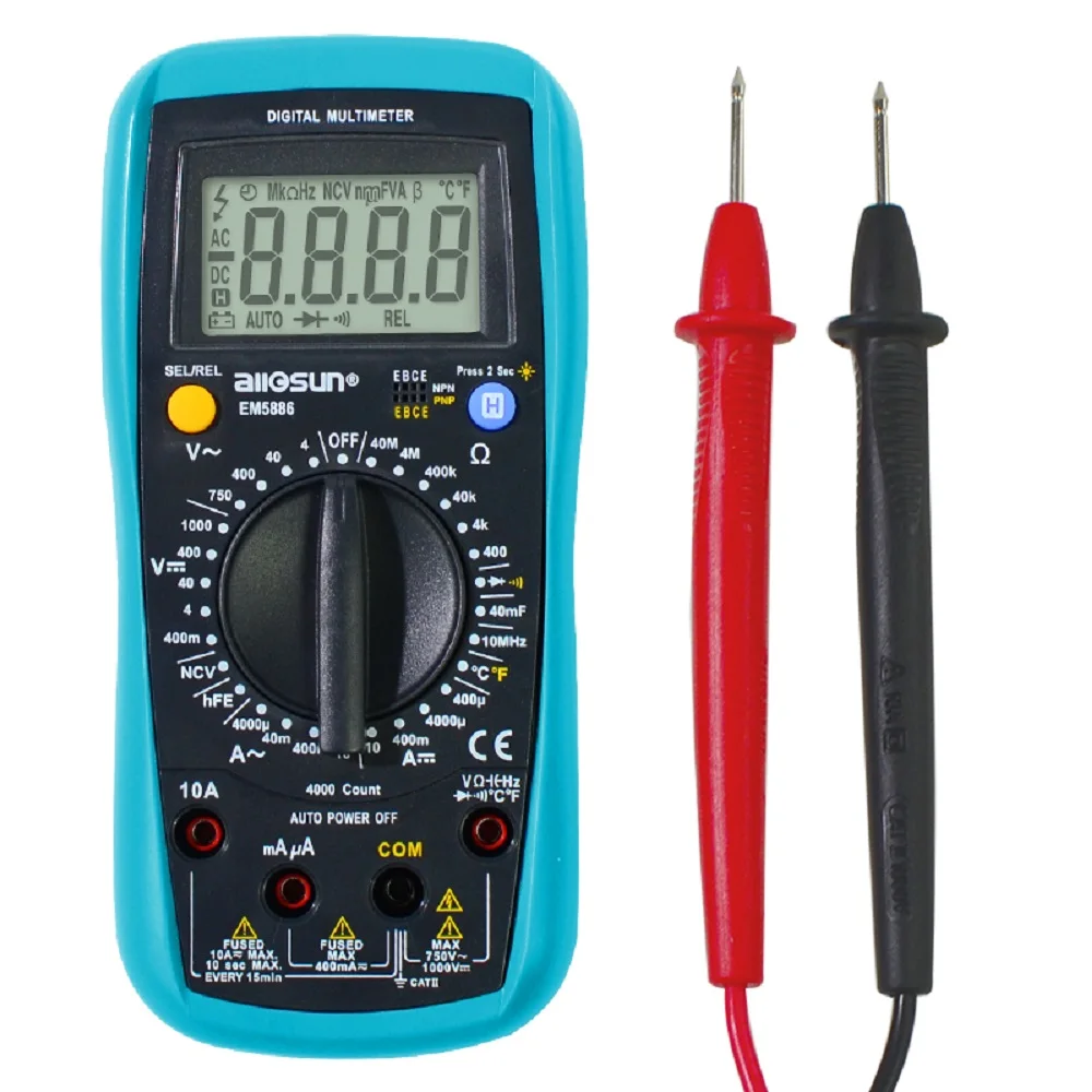 Allosun EM5886 Digital 3 3/4 digits LCD Multimeter AC/DC Current/Volt ...