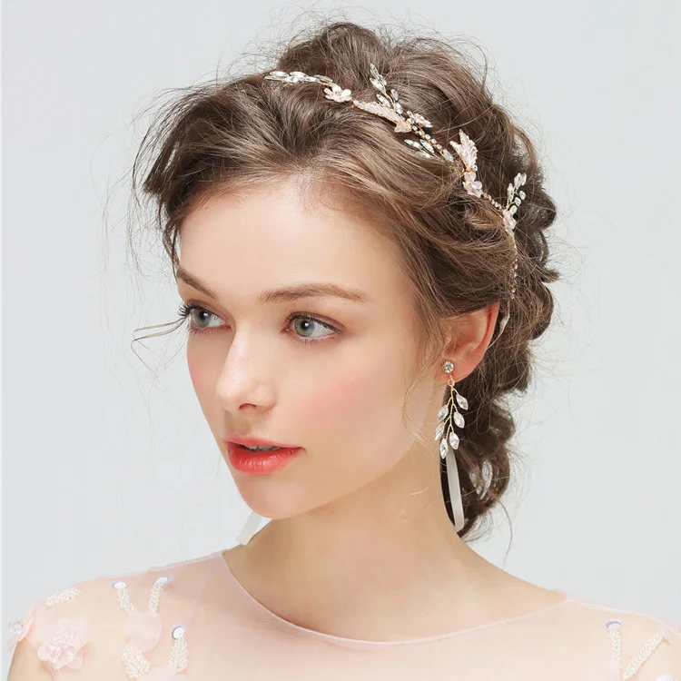 Wedding Headdress Delicate Marquise Stones Bridal Hair Vine And Earring