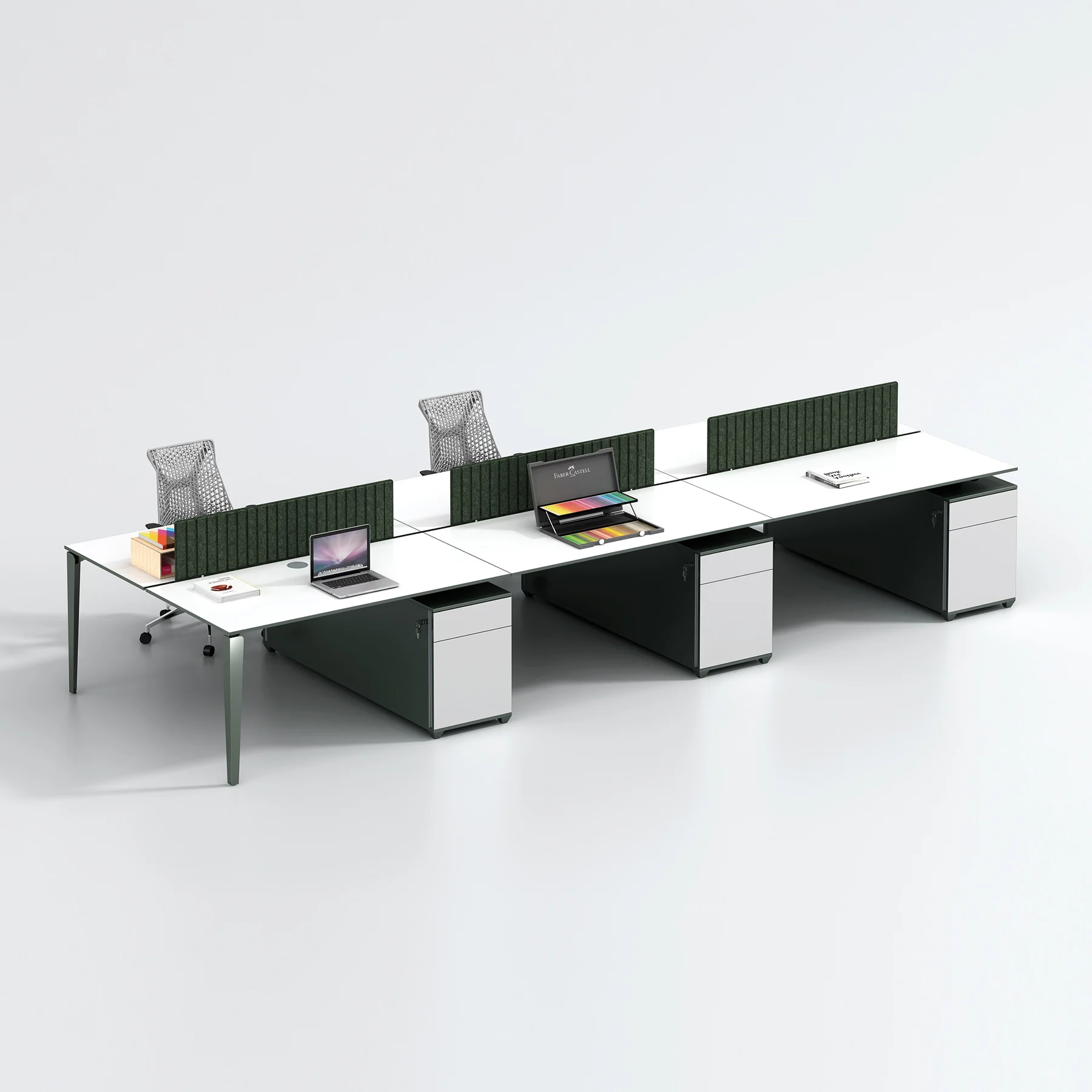 Modern Modular Open Office Furniture Linear Work Station Table 6 Seater ...