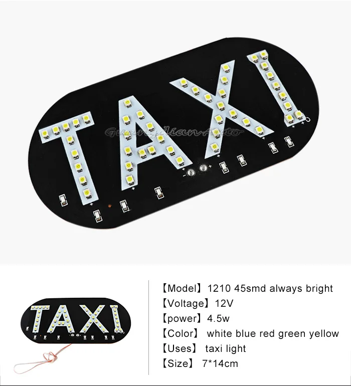 Auto Vehicles Car Wind Cab Sign White Led Taxi Light Lamp 12v 48smd ...