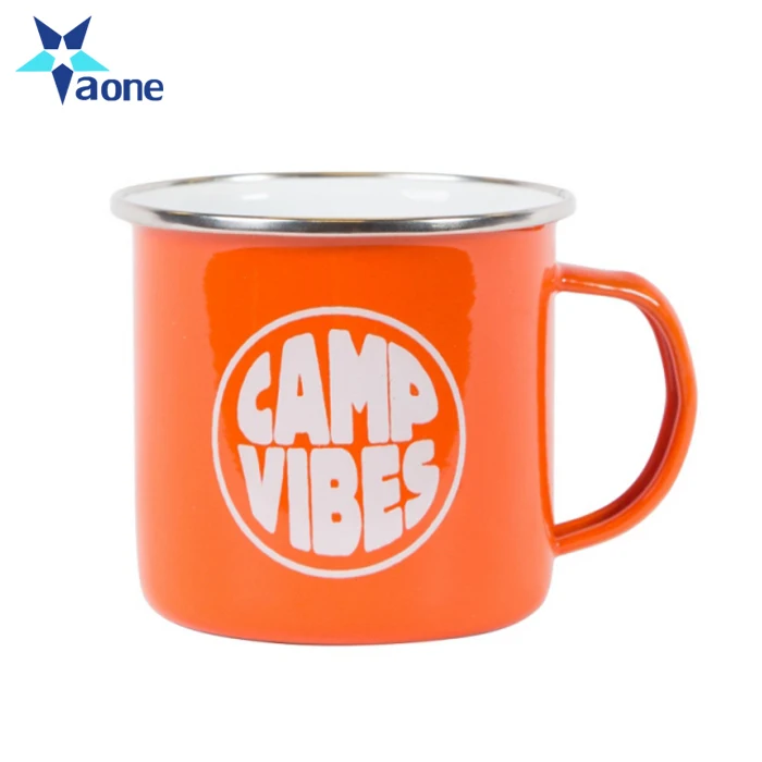 Wholesale Cheap Logo Printed Plain Orange Enamel Mug High Quality ...