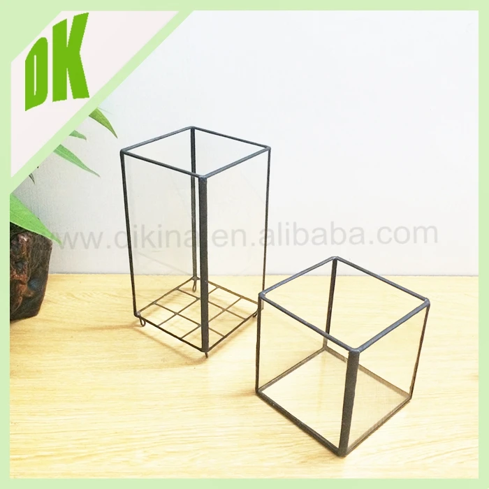 2pcs Glass Display Case Terrarium Hexagonal Unusual Glass Leaded ...