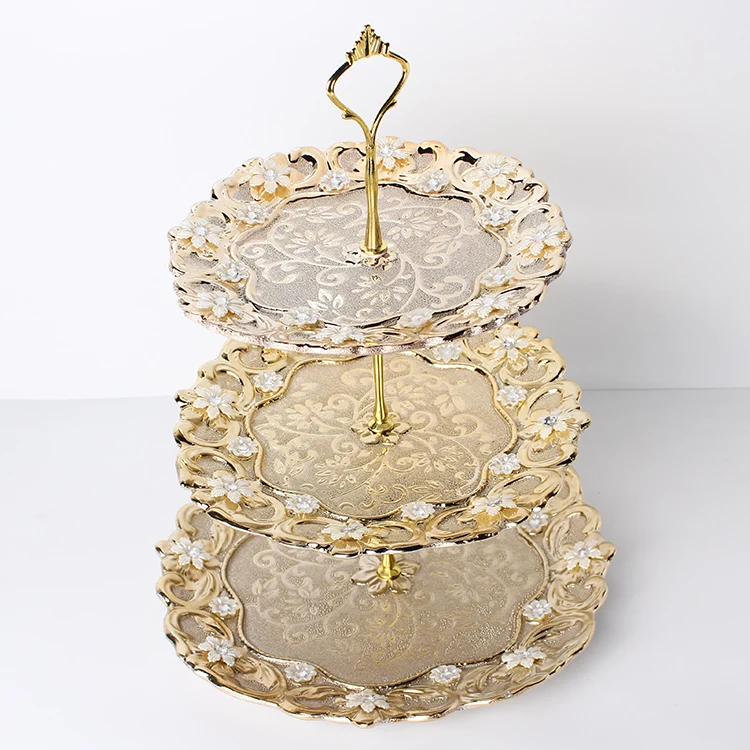 3 Tier Plate Gold Dish Ceramic 3 Tier Dish Decoration Plate - Buy 3 ...