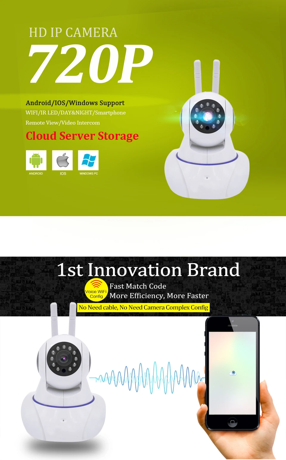 Ipc360 720p Hd Wireless Nanny Cam Portable Wifi Ip Camera With 2 Way ...