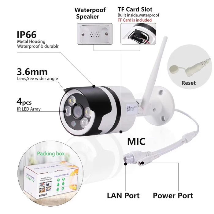 Best Selling H.264 1080p Wifi Bullet Camera Weatherproof Ip66 Dual ...