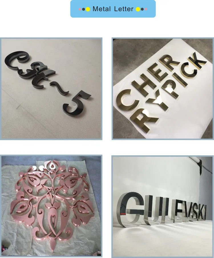 3D Shape Brass Metal Letter Logo Signage for Furniture Exhibition Room