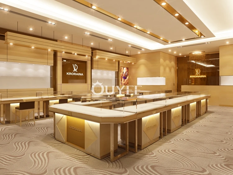 Gold Jewellery Shop Interior Design 3D Rendering