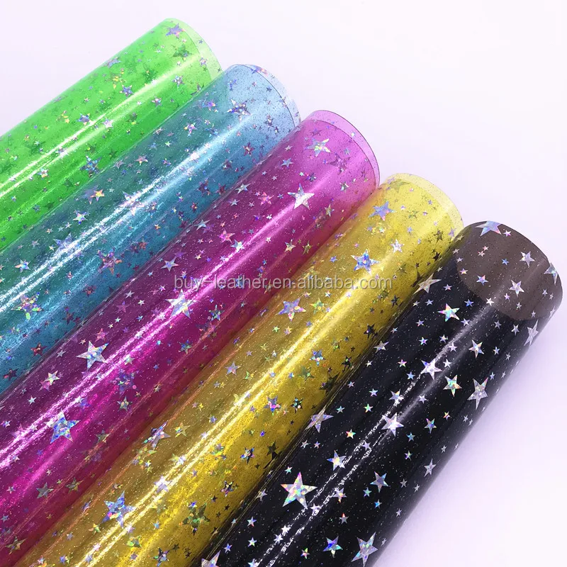 0.5mm X 48inch Pvc Transparente Plastic Glitter Film With Stars Fabric ...