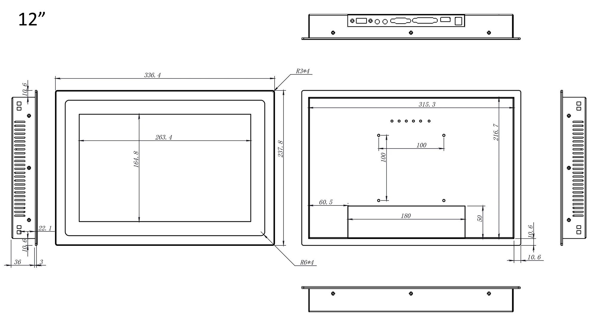 12 Inch Front Ip65 Monitor Waterproof Direct Sunlight Touch Screen ...