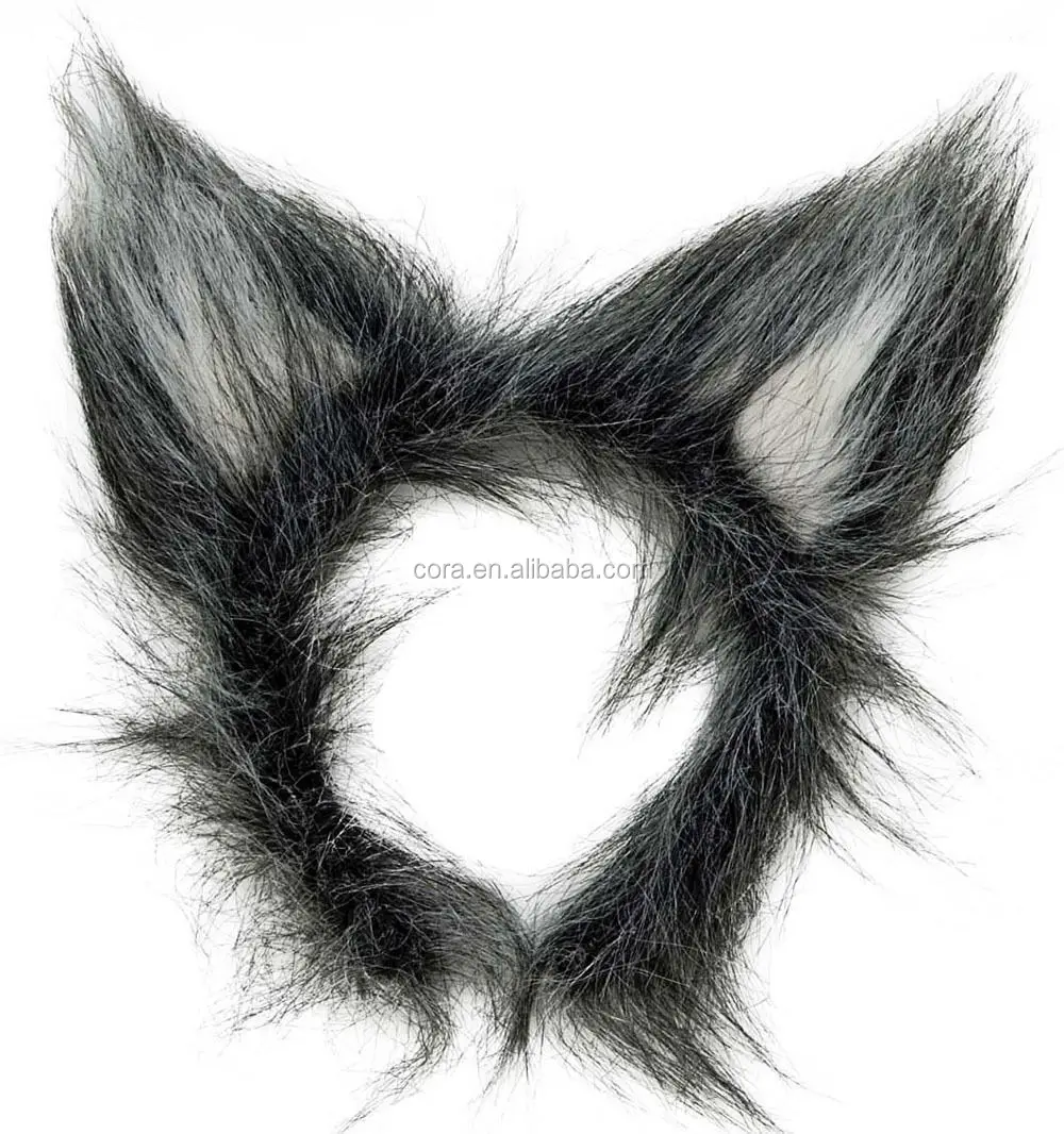 Grey Fluffy Wolf Ears Mens Women Animal Headband Headpiece For Party ...