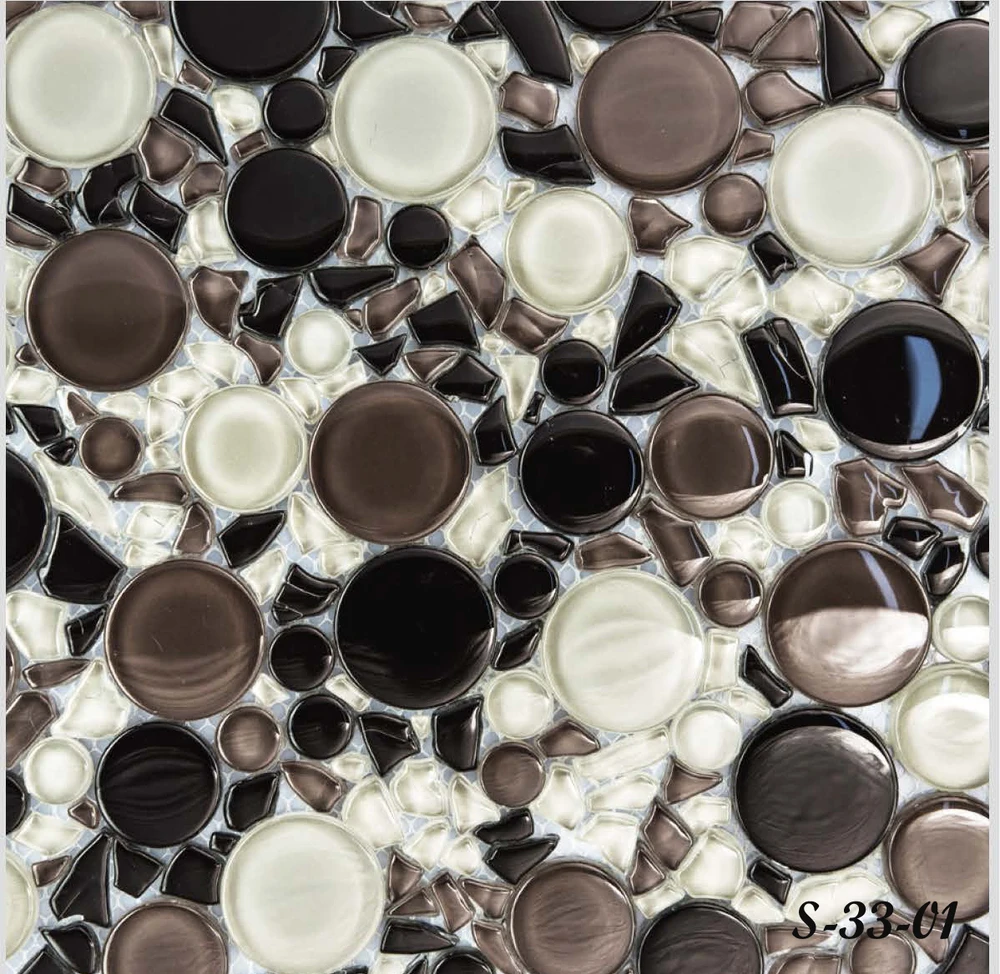 Bubble Glass Pebble Mosaic Tile Round Pattern Decorative Floor Tile ...