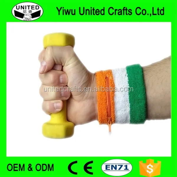 Custom Logo Design Wrist Funny Rainbow Sweatbands With Zipper Pocket ...