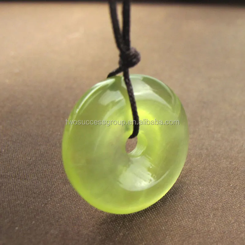 Natural Green Jade Fortune Coin Shape Necklace Pendant