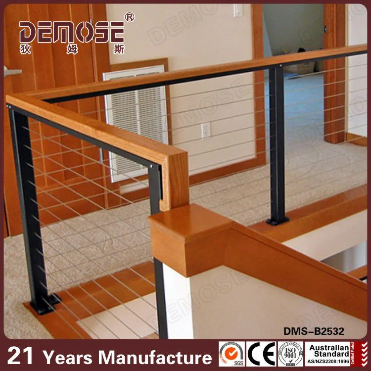 Square Pipe Stainless Steel Wood Balcony Railing Design - Buy Stainless ...