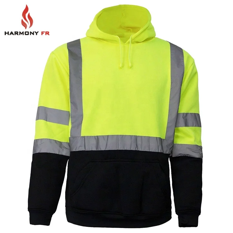 Construction Long Sleeve Fr Hi-vis Sweatshirt Zip Reflective Workwear ...