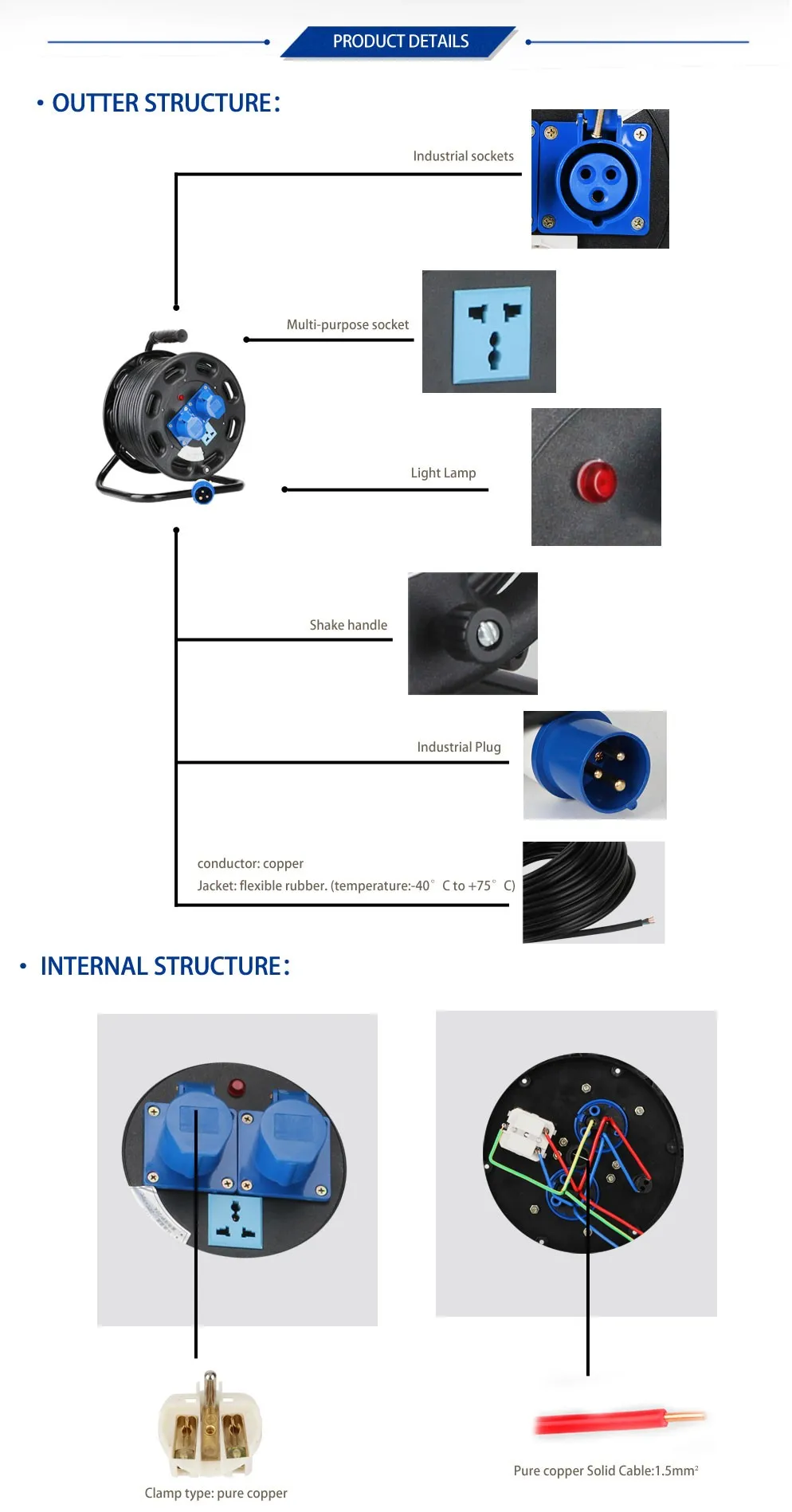 High Waterproof Industry Large Plastic Cable Reel With Cover 250v ...