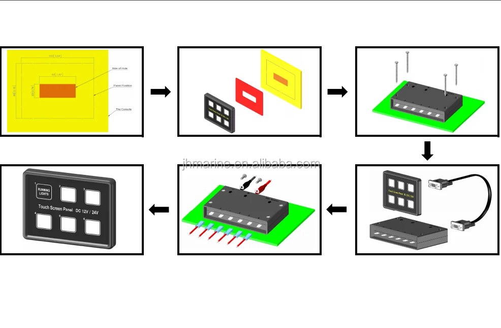 Switch Panel Led 12 Volt 6 Gang Membrane Panel Touch Control Panel ...