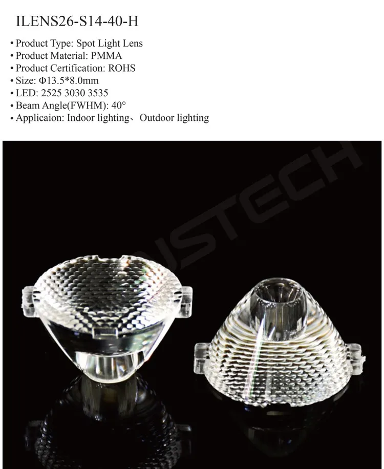 ilenstech pmma led lens optical light lens 13.5mm 40degree smd 2525 ...