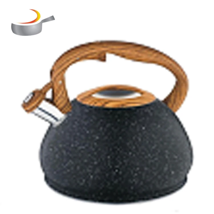 2019 New Stainless Steel Water Kettle Wood Handle Black Whistling Tea ...