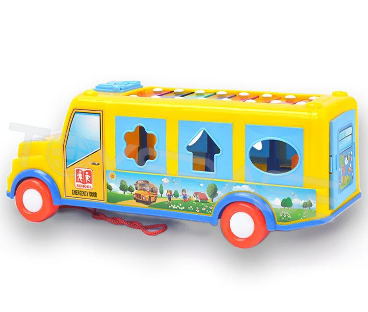 School Bus Shape Kids Knock On Organ Game Music Keyboard Piano Toy ...