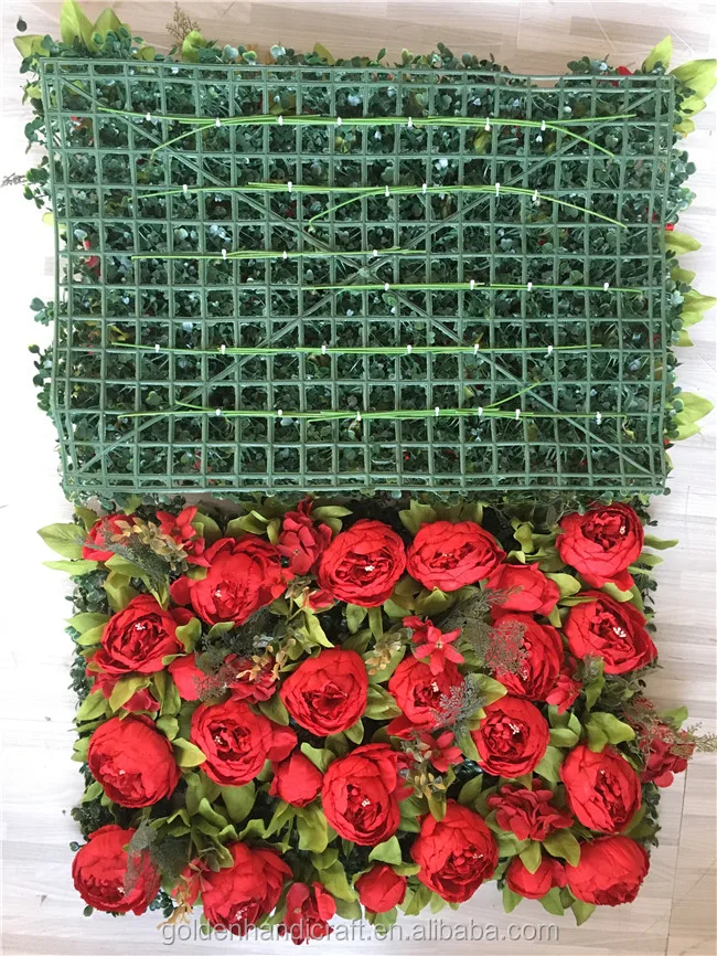 Artificial Silk Red Rose Flower Wall Mat Backdrop - Free Sample