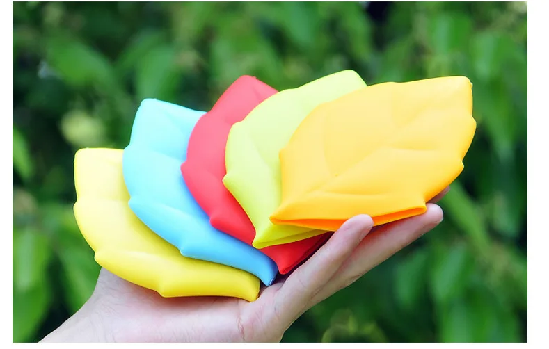 Colorful Silicone Folding Cup Leaf Shaped Silicone Drink Pocket Cup ...