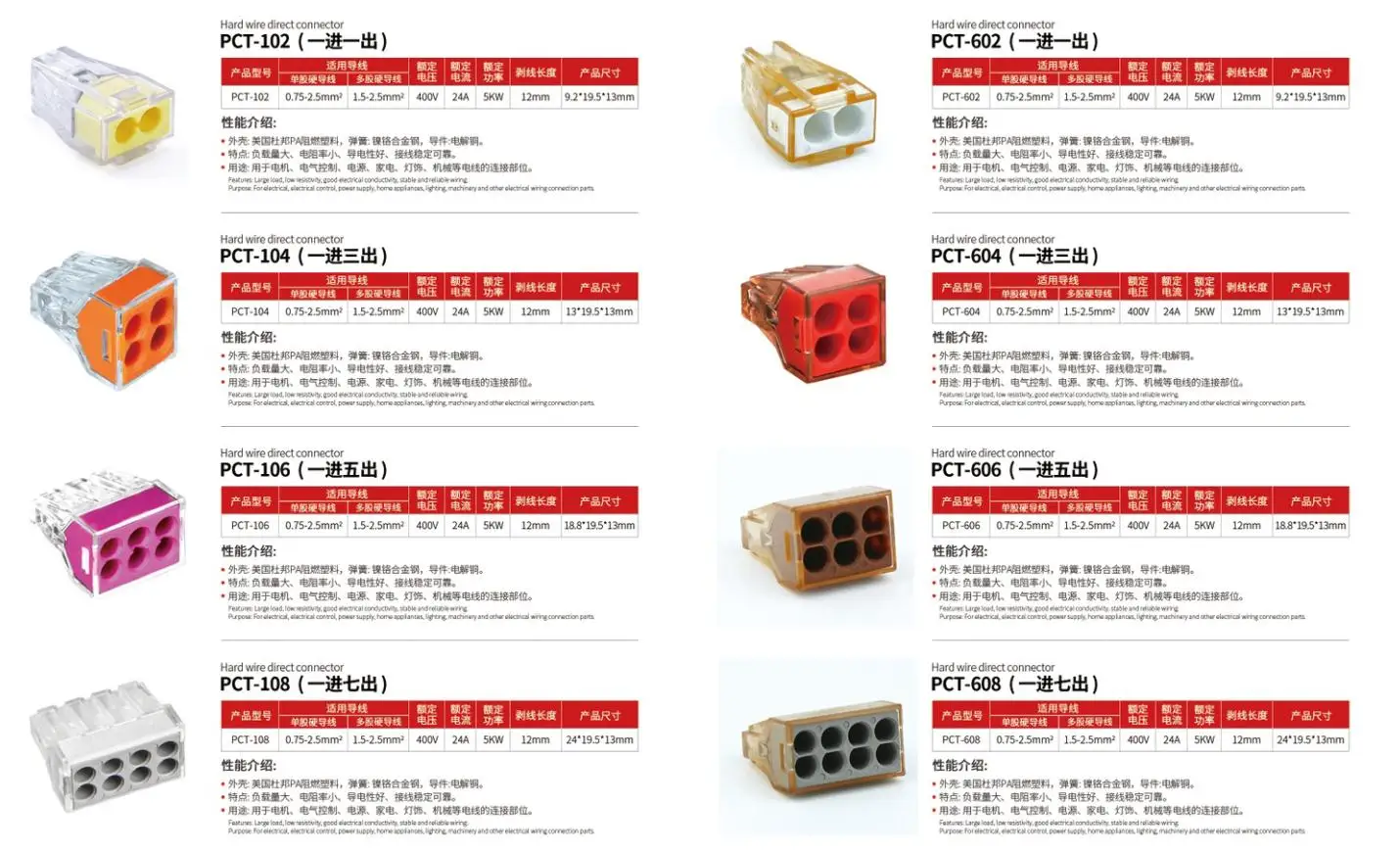 Quick Cable Connector Ch-2 Press Type Self-locking Electric Wiring ...