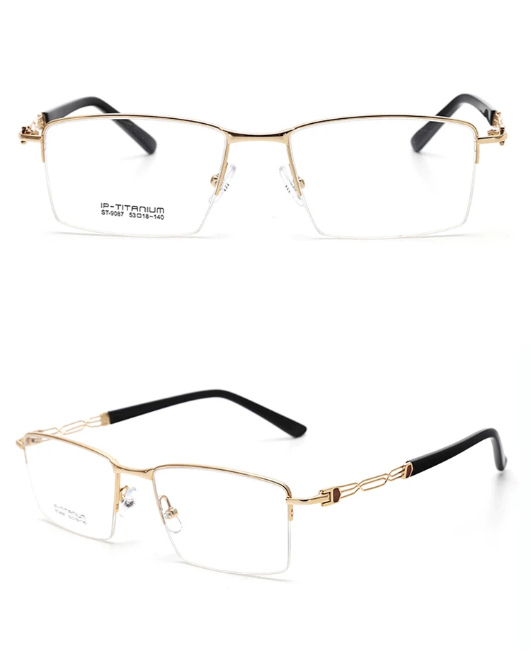 Square Half Rim Titanium Metal Eyeglasses Frame, Wholesale Optical ...