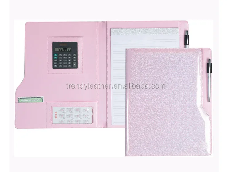 Document A4 Leather Compendium Embossing Logo PU Leather Folder
