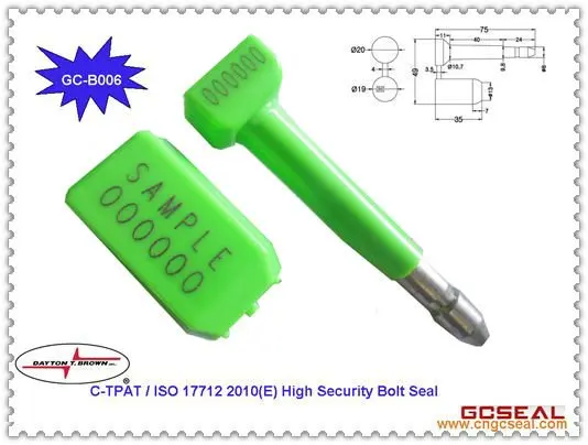 Iso 17712 Compliant High Security Custom Bolt Seal Gc-b006 - Buy Bolt ...