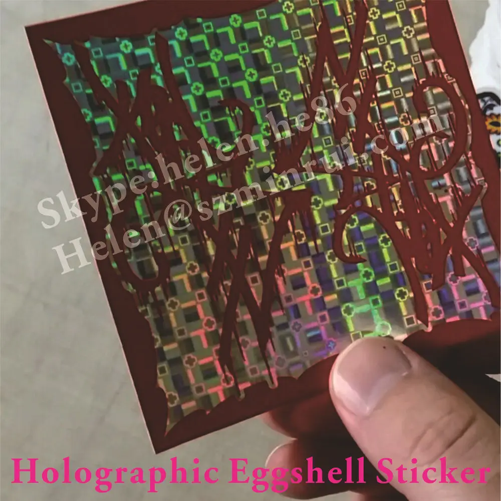 Custom 9x6cm Size Plain Hologram Eggshell Sticker For Graffiti Arts ...