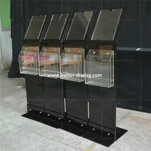 Floor Standing Black Acrylic Magazine Display/acrylic Display Stand ...