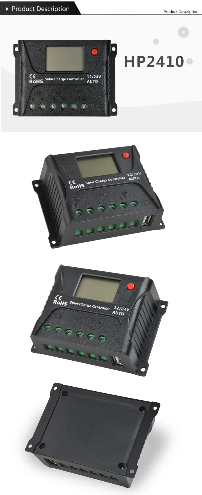 CE pwm 太阳能充电控制器 12/24V 10A SR-HP2410| Alibaba.com