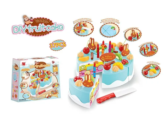Intelligent 37pcs Toy Birthday Cake Kitchen Toys Cake Food Diy Pretend ...