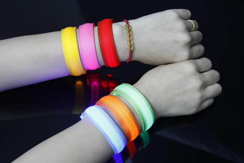 Led Light Up Band Slap Bracelets Night Safety Wrist Band For Cycling ...