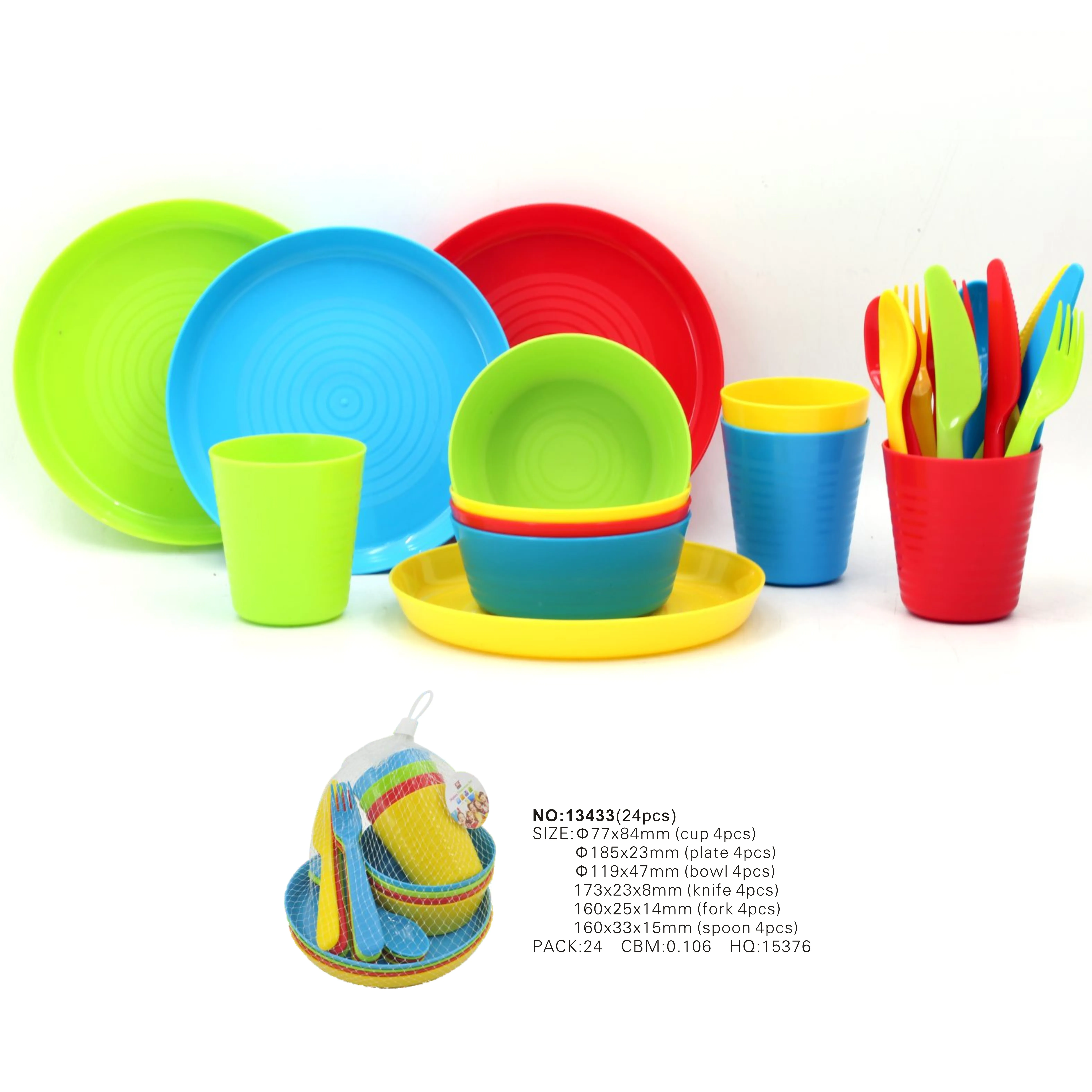 24pcs Kids Cutlery Dinnerware Set With Plate Bowl Cup Fork Spoon,And ...