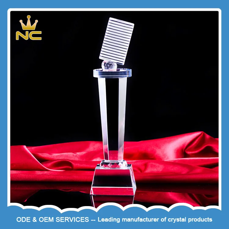 Custom Crystal Music Trophies,Crystal Microphone Trophy,The Voice Of ...