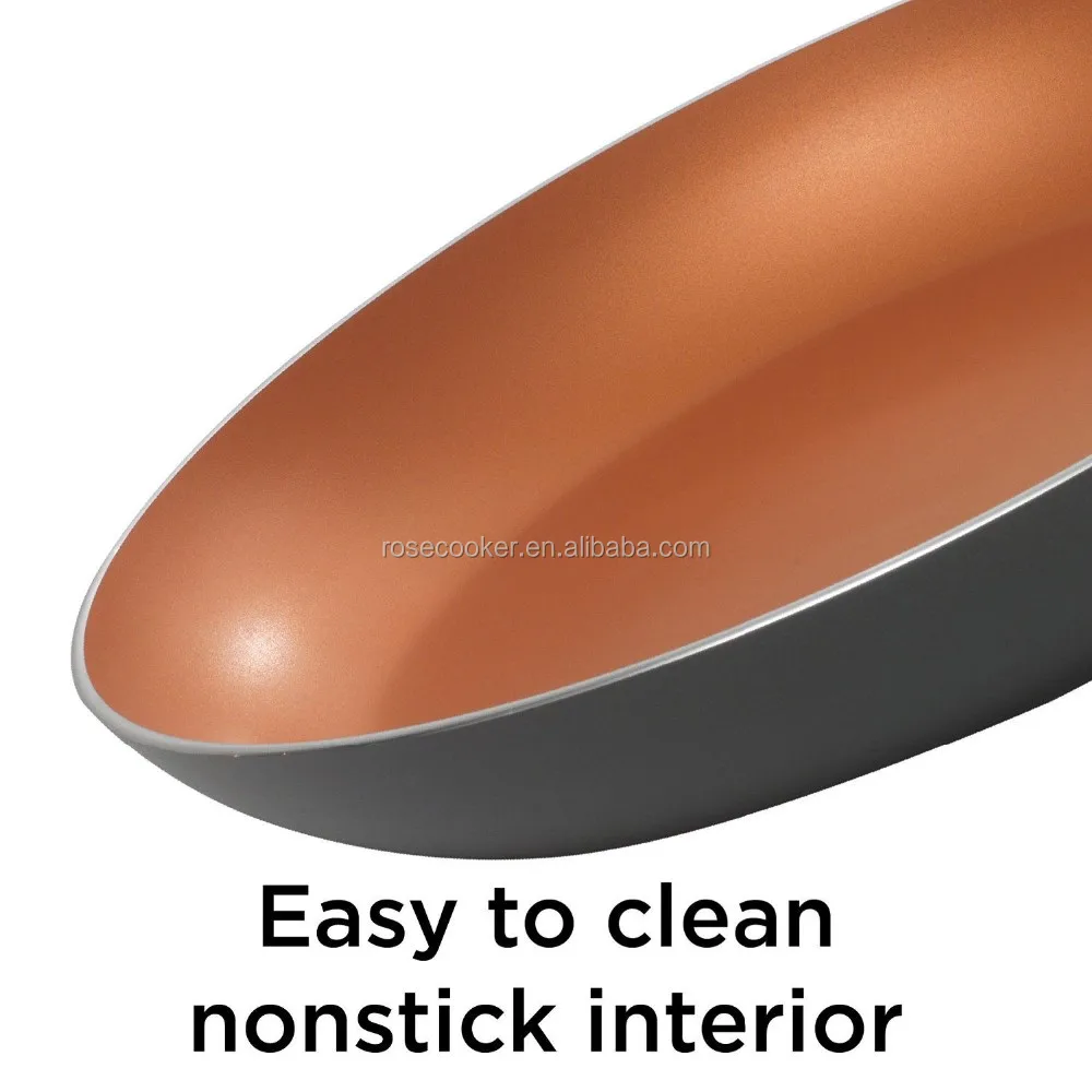 Pressed Aluminum Nonstick Fry Pan Roll Up Of The Edge With Flat ...