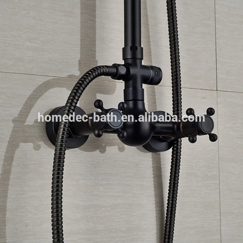 Fashion Wall Mounted All Black Color Exposed Bath Shower Mixer Set ...