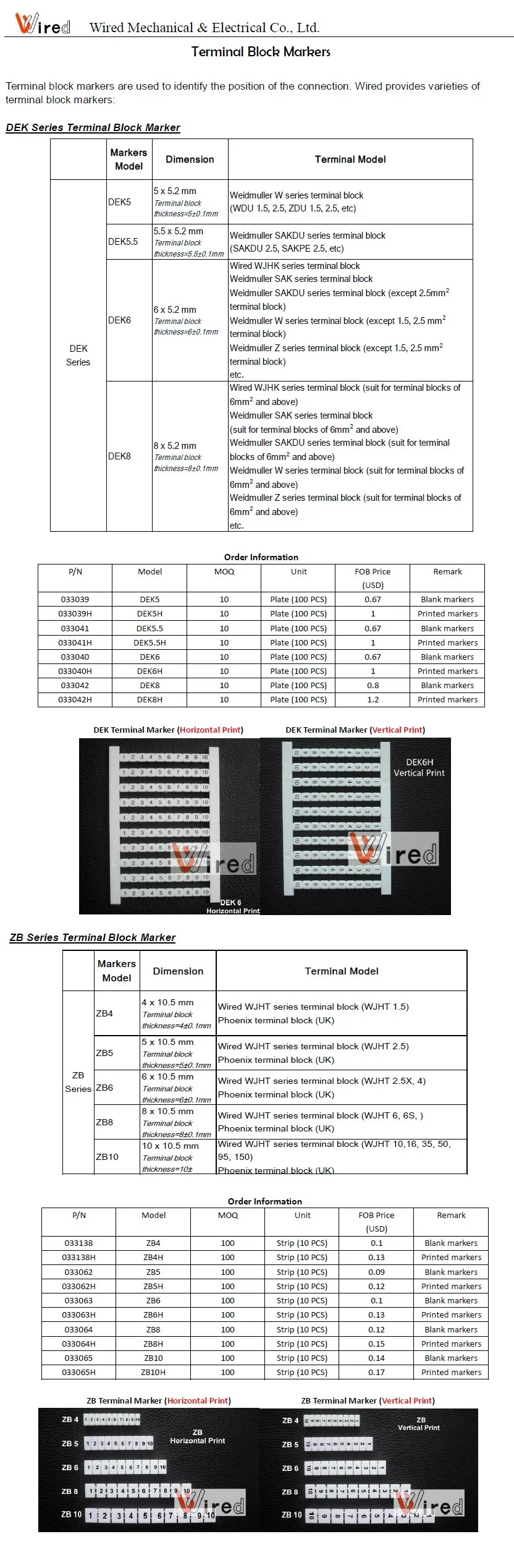Wired Terminal Block Marking Tag And Label Dek Series Horizontal - Buy ...